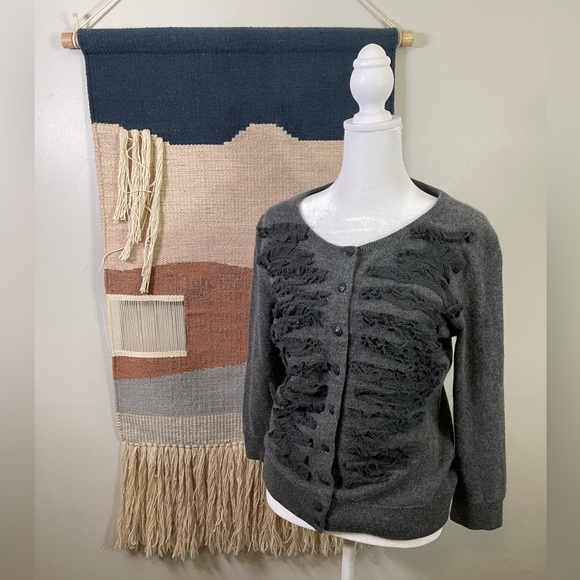 Sweaters | Beth Rowley Gray Thick Cashmere Cardigan With Silk Flares M ...